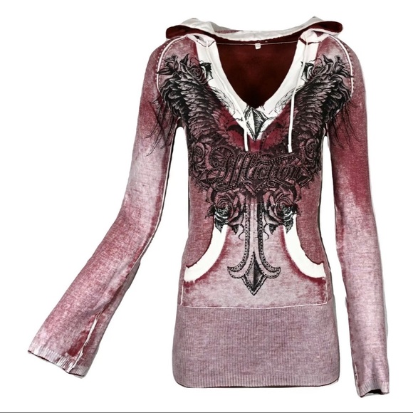 Affliction | Sweaters | Affliction Womens Hoodie Sweat Shirt Top ...